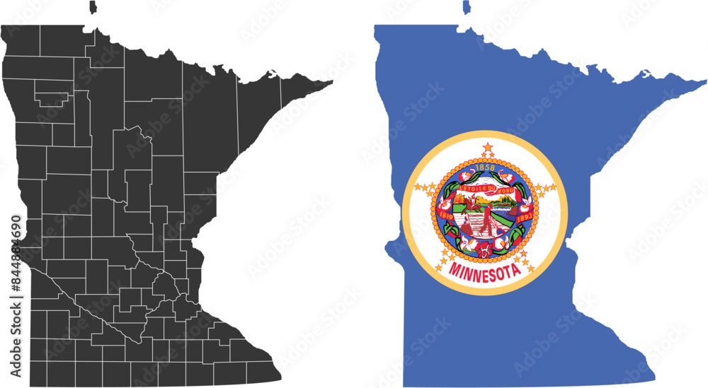 Minnesota state of USA. Minnesota flag and territory. States of America ...
