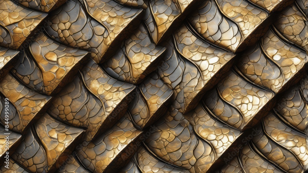 Gold and black python, snake or reptile skin background. King snake ...