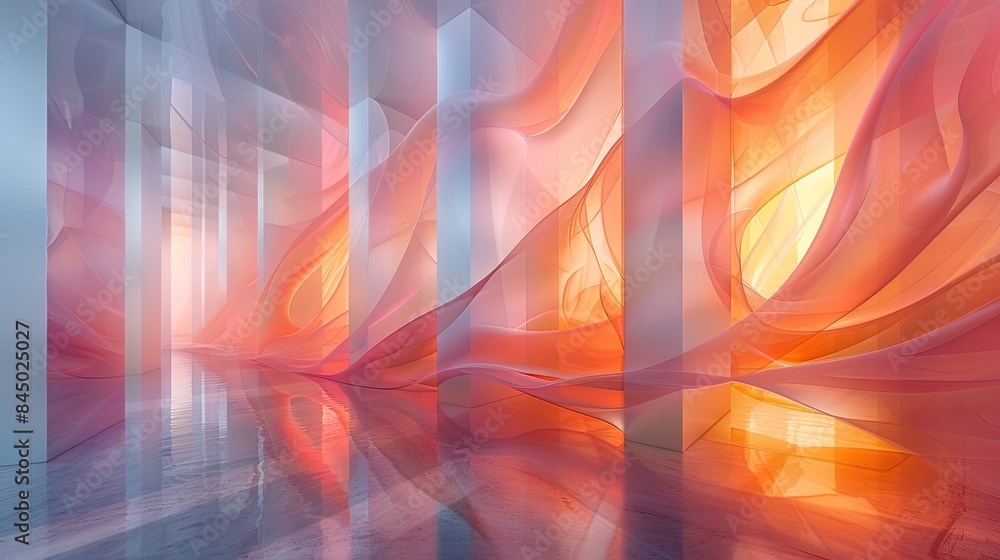 Holographic Display Abstract shapes dance in a mesmerizing holographic ...