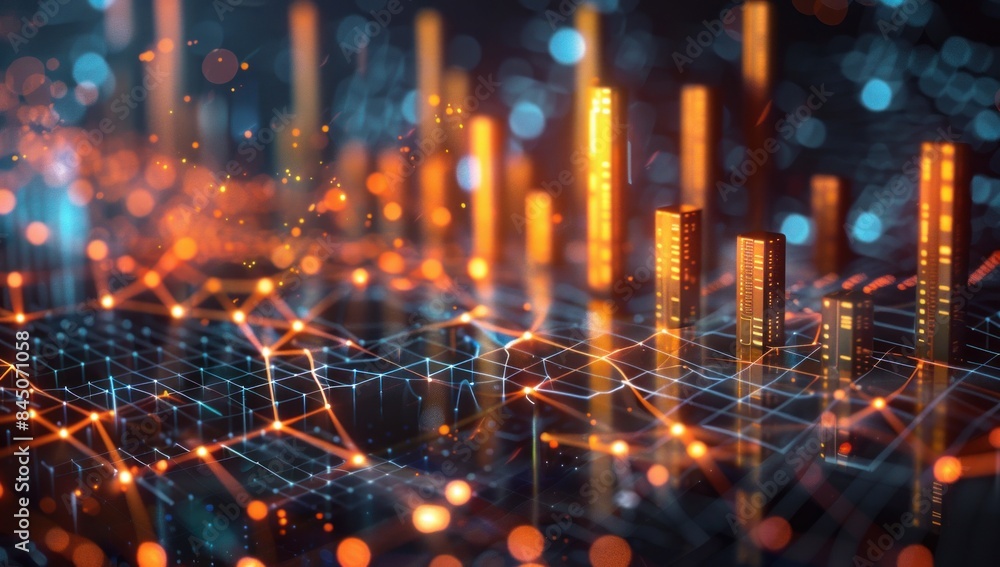 Convey the essence of teamwork and collaboration through a 3D bar graph ...