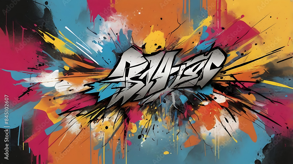 an abstract art template inspired by urban graffiti, with bold spray ...