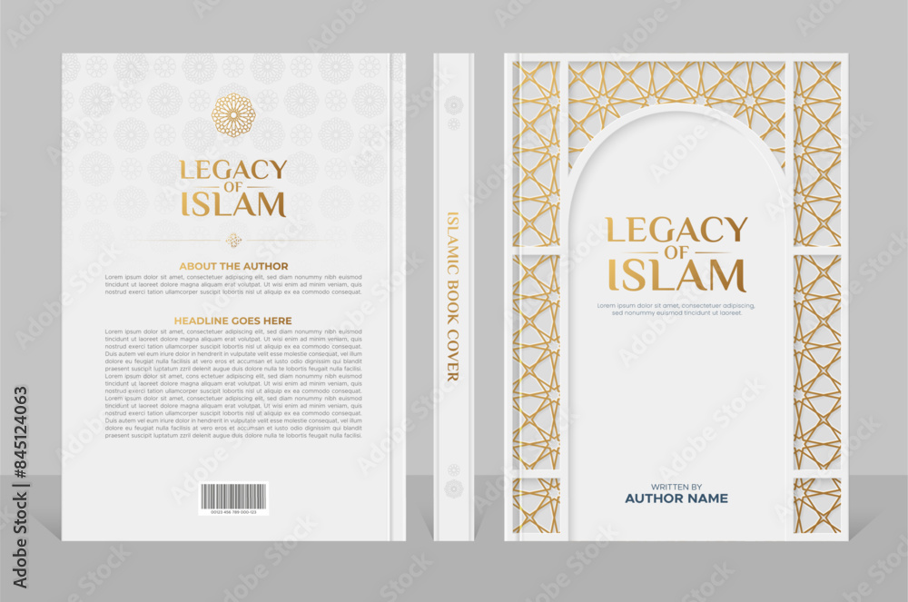 Arabic Islamic style A4 size book cover design with Arabic pattern and ...