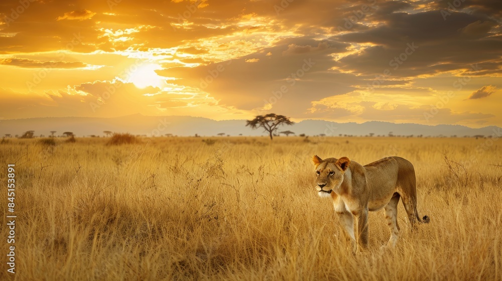 Lion in African Savannas and Wildlife Reserves Stock Photo | Adobe Stock