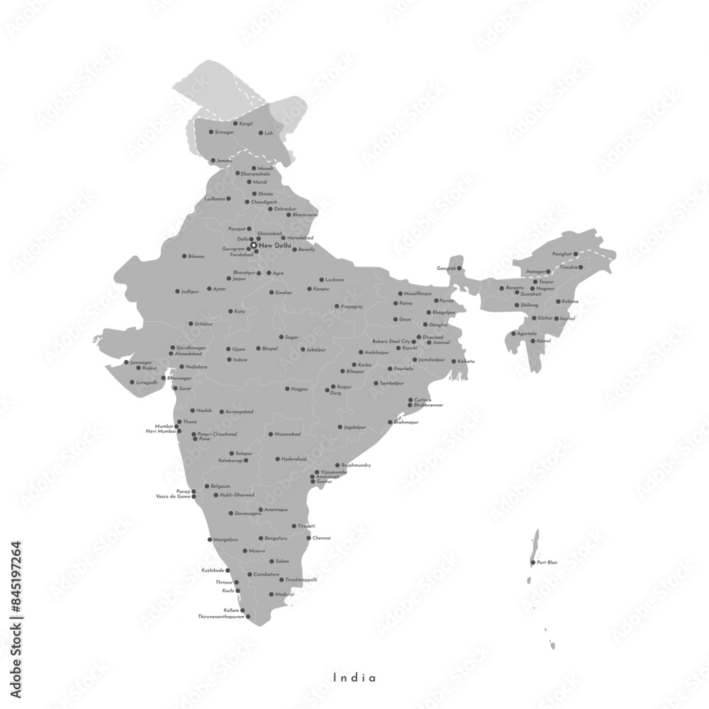 Vector modern isolated illustration. Simplified administrative map of ...
