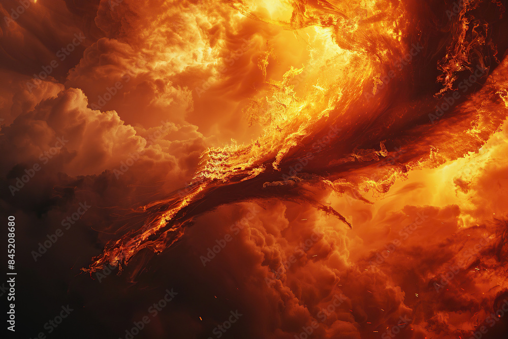 Generative ai on theme of scary huge hurricane fire tornado ...