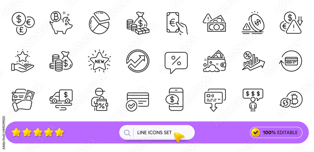 Employee benefits, Fraud and Money line icons for web app. Pack of ...