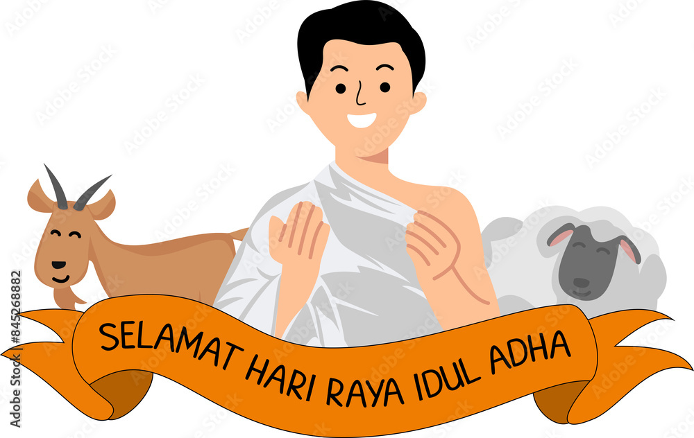 eid al adha background muslim man praying using ihram hajj with ...