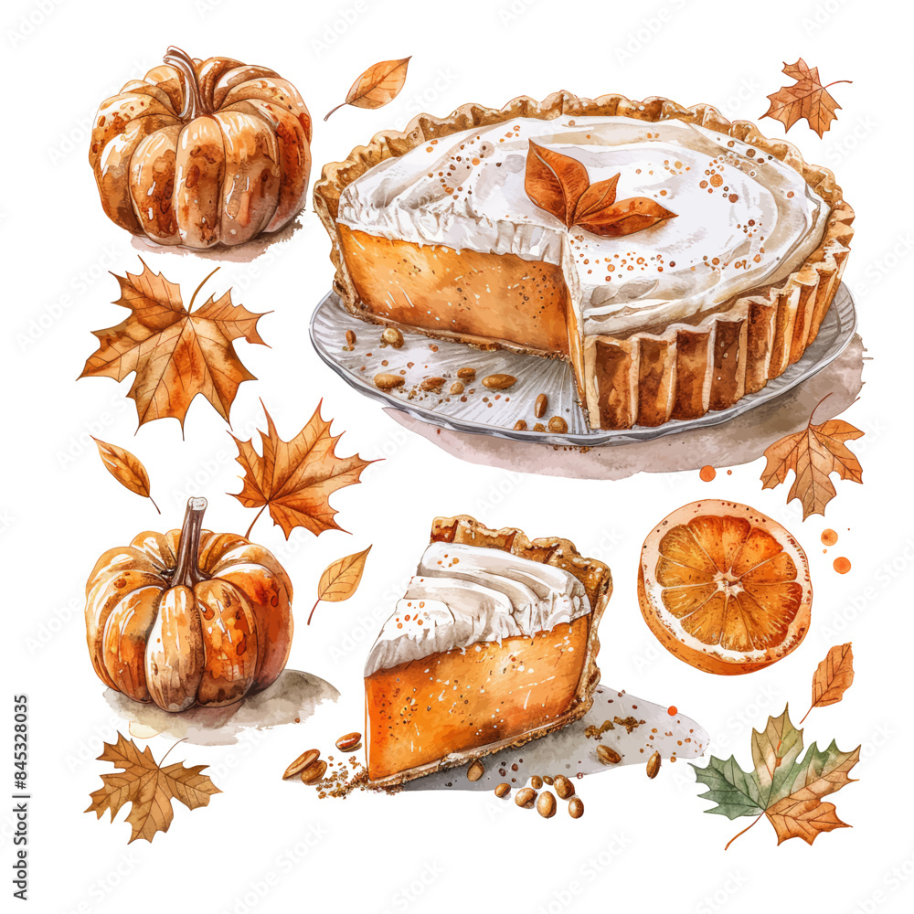 Pies with different toppings vector illustrations set. Collection of cartoon drawings of cakes ...