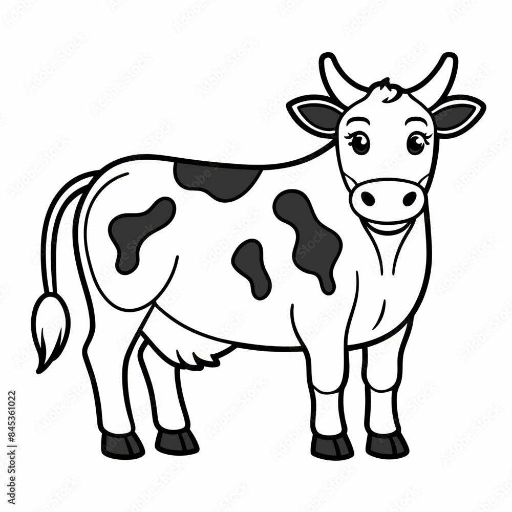cow line art vector for coloring book svg Stock Vector | Adobe Stock