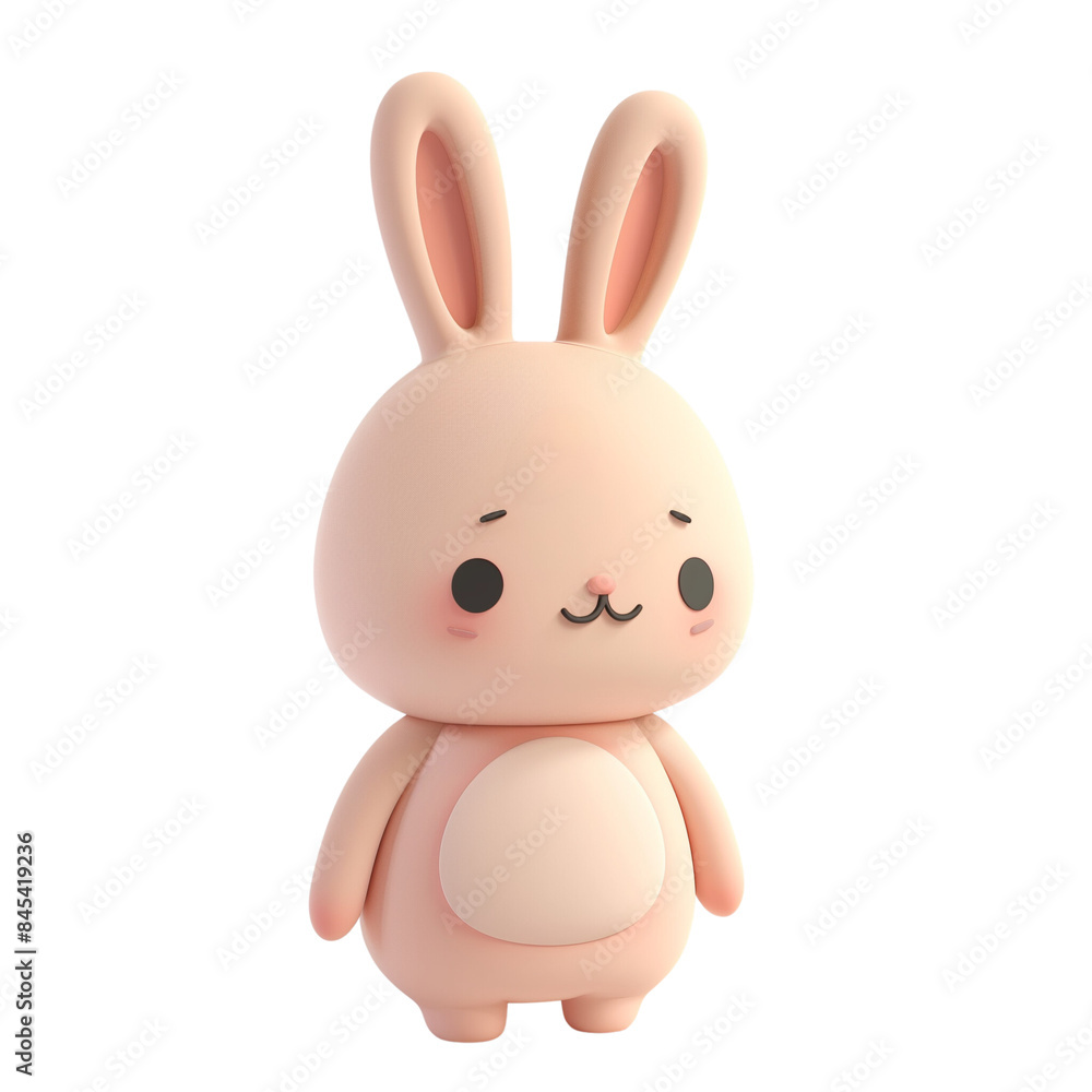 Adorable 3D cartoon rabbit character with a cute expression, featuring ...
