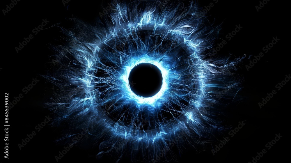 Powerful shockwave of energy with a burst and explosion of glowing ...