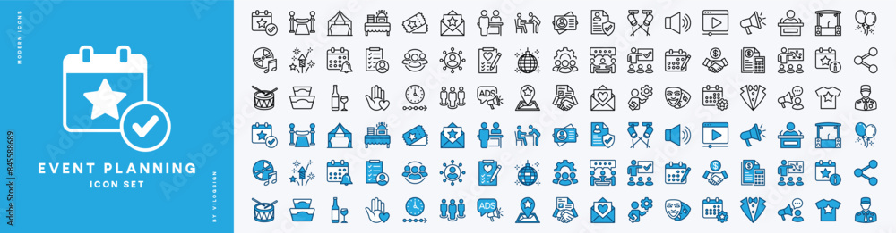 Event planning icon set. Containing party, entertainment, birthday ...
