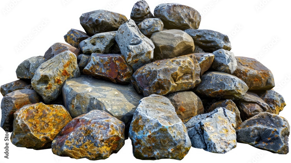 asteroid stones piled atop each other on a white background with a ...