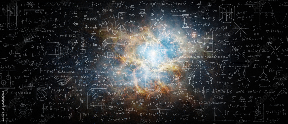 Mathematical and physical formulas against the background of a galaxy ...