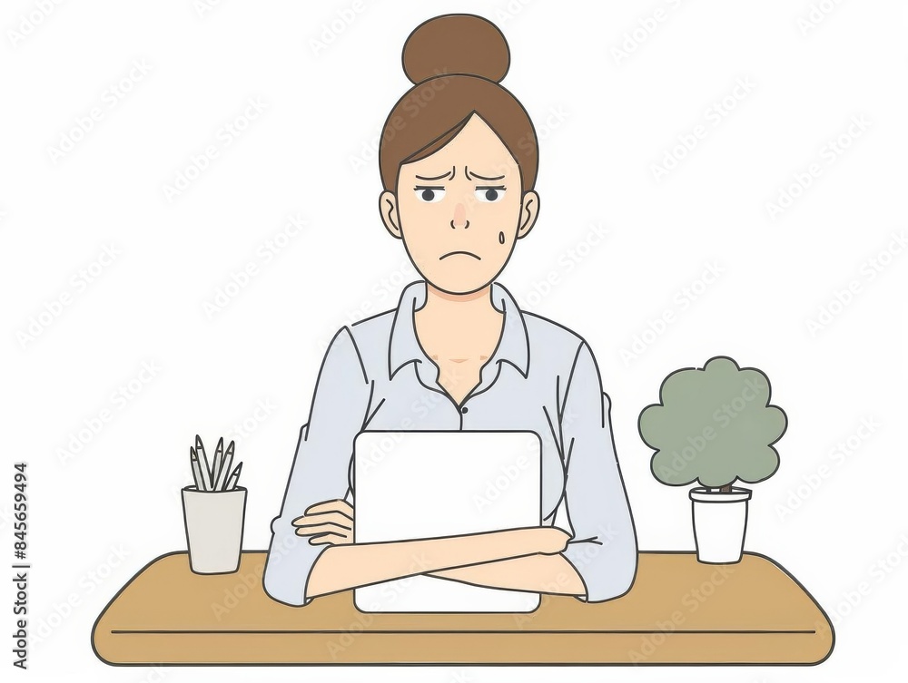 Frustrated employee clipart, emotion in workplace, vector illustration ...