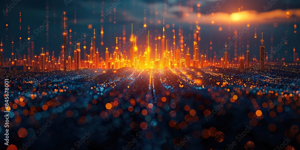 stock market chart background blue and yellow color stock candlestick ...