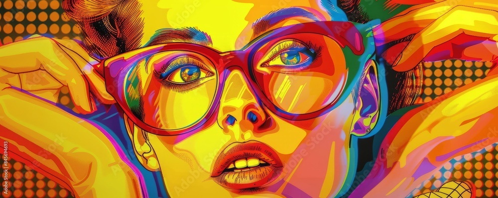 Pop art portrait effect, with bold colors and comic book-inspired ...