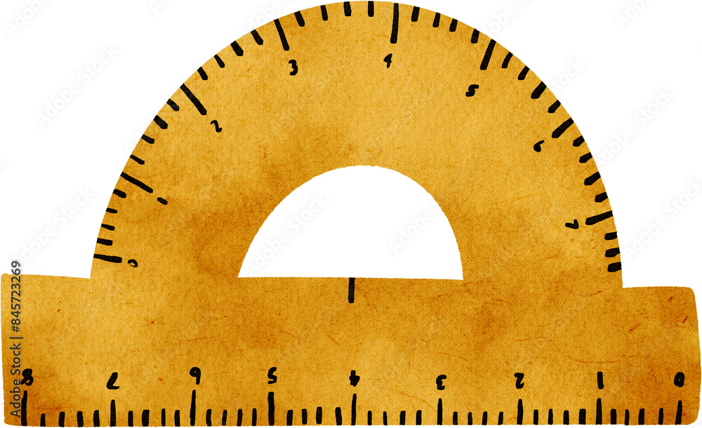 Watercolor protractor ruler illustration Stock Illustration | Adobe Stock