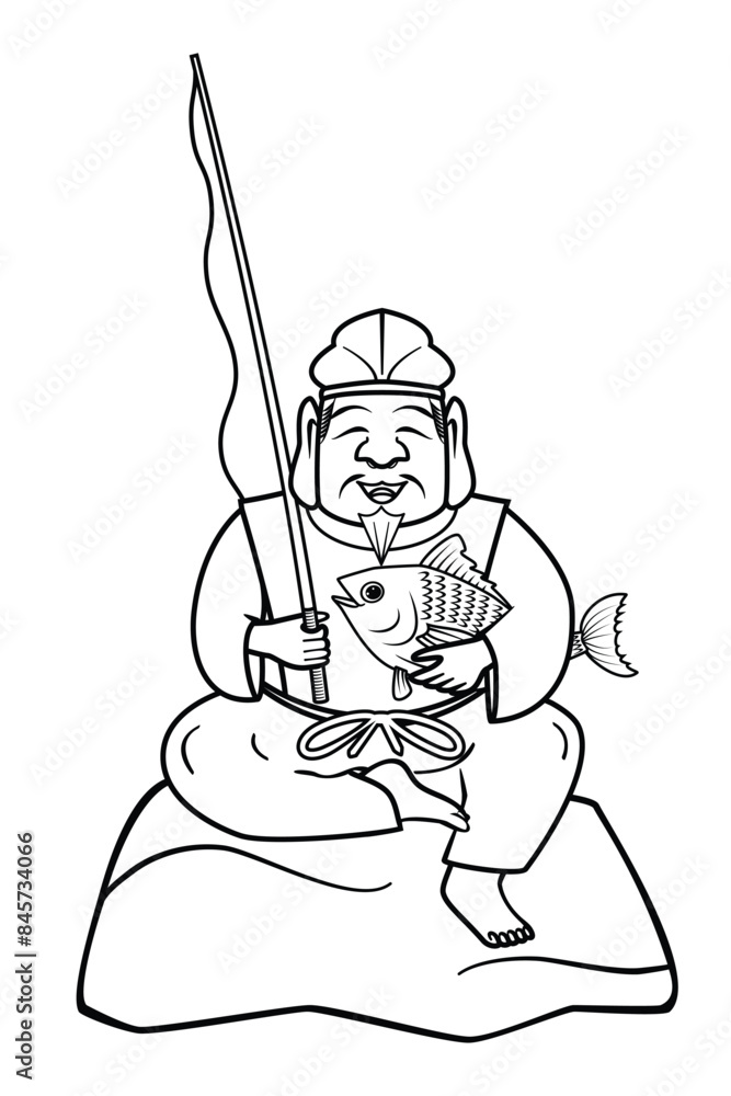 Ebisu Japanese god of lucky in Japanese seven gods with smiling ...