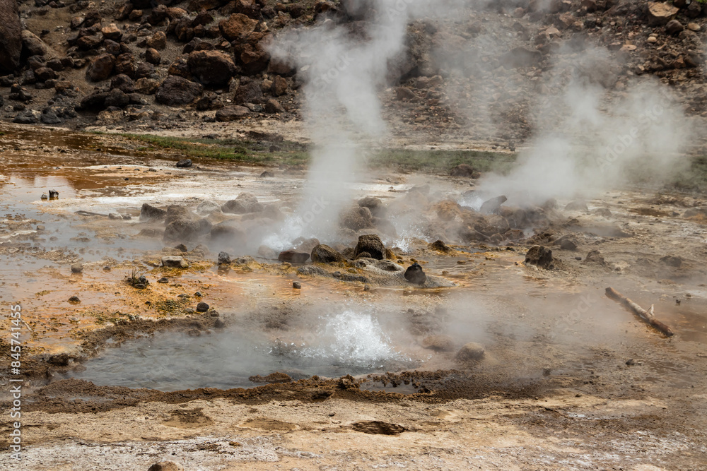 Alolabad geothermal area in Ethiopia with surreal landscape of colorful ...