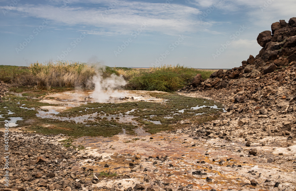 Alolabad geothermal area in Ethiopia with surreal landscape of colorful ...