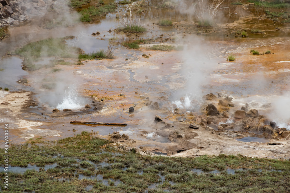Alolabad geothermal area in Ethiopia with surreal landscape of colorful ...
