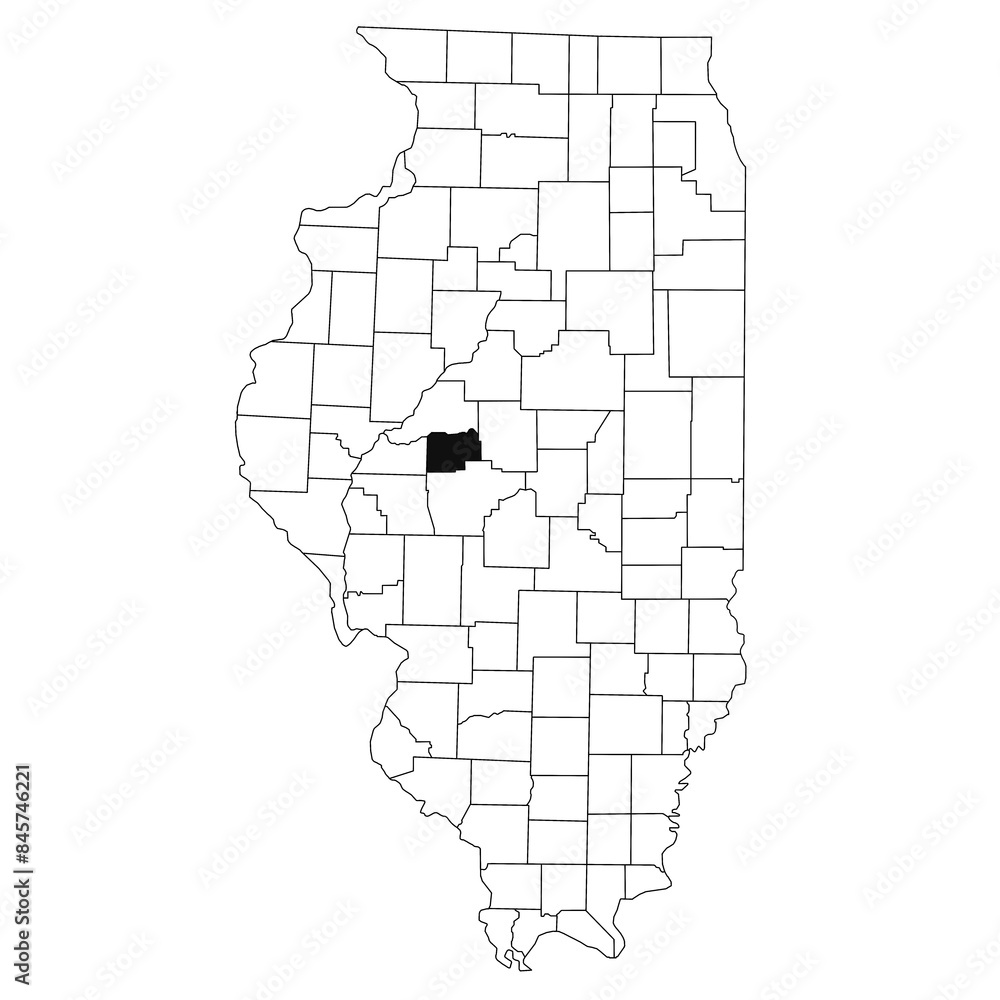 Map of Menard County in Illinois state on white background. single ...