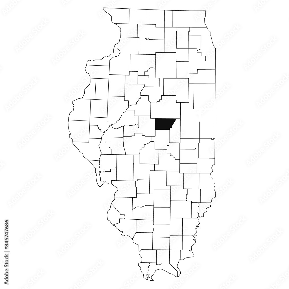 Map of Dewitt County in Illinois state on white background. single ...