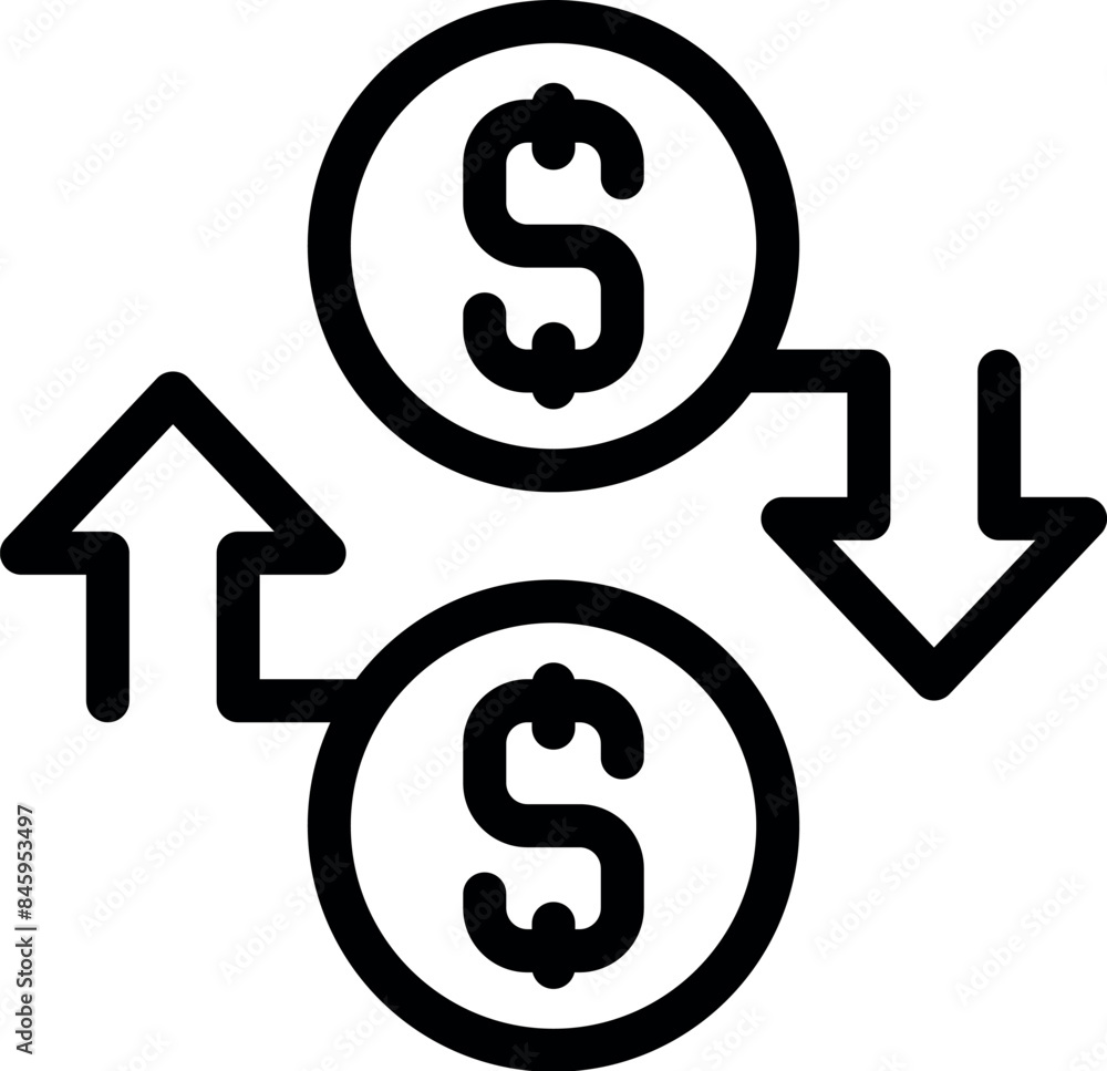 Simple icon of money transferring from one account to another one ...