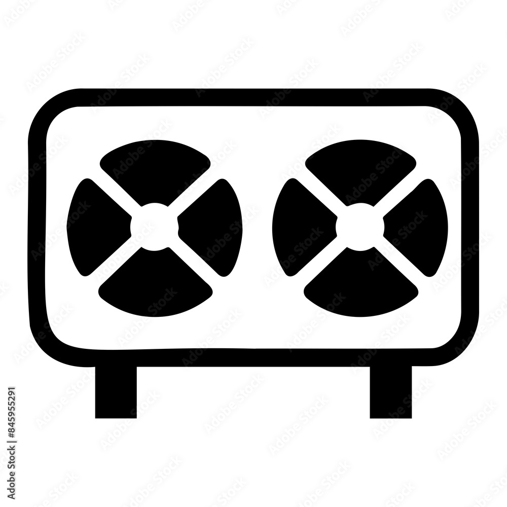 Black And White Line Art Icon Of A Cooling Fan Illustrating An Essential Component Of