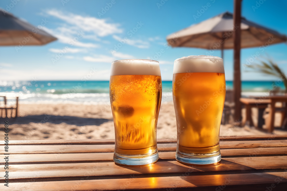Chilled beers on a serene, sunny beach setting, the ultimate vacation ...
