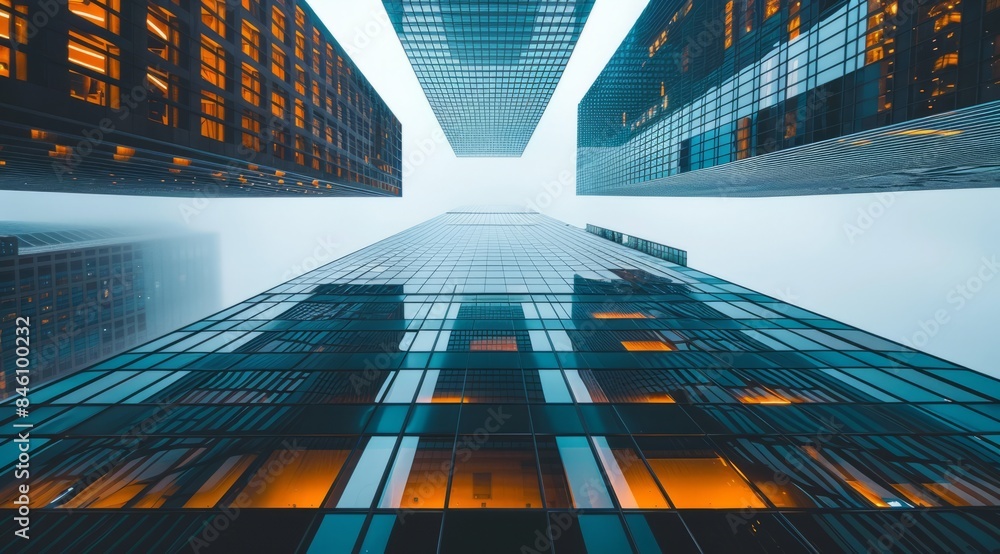 ภาพประกอบ Stock Urban high-rise office building, commercial building ...