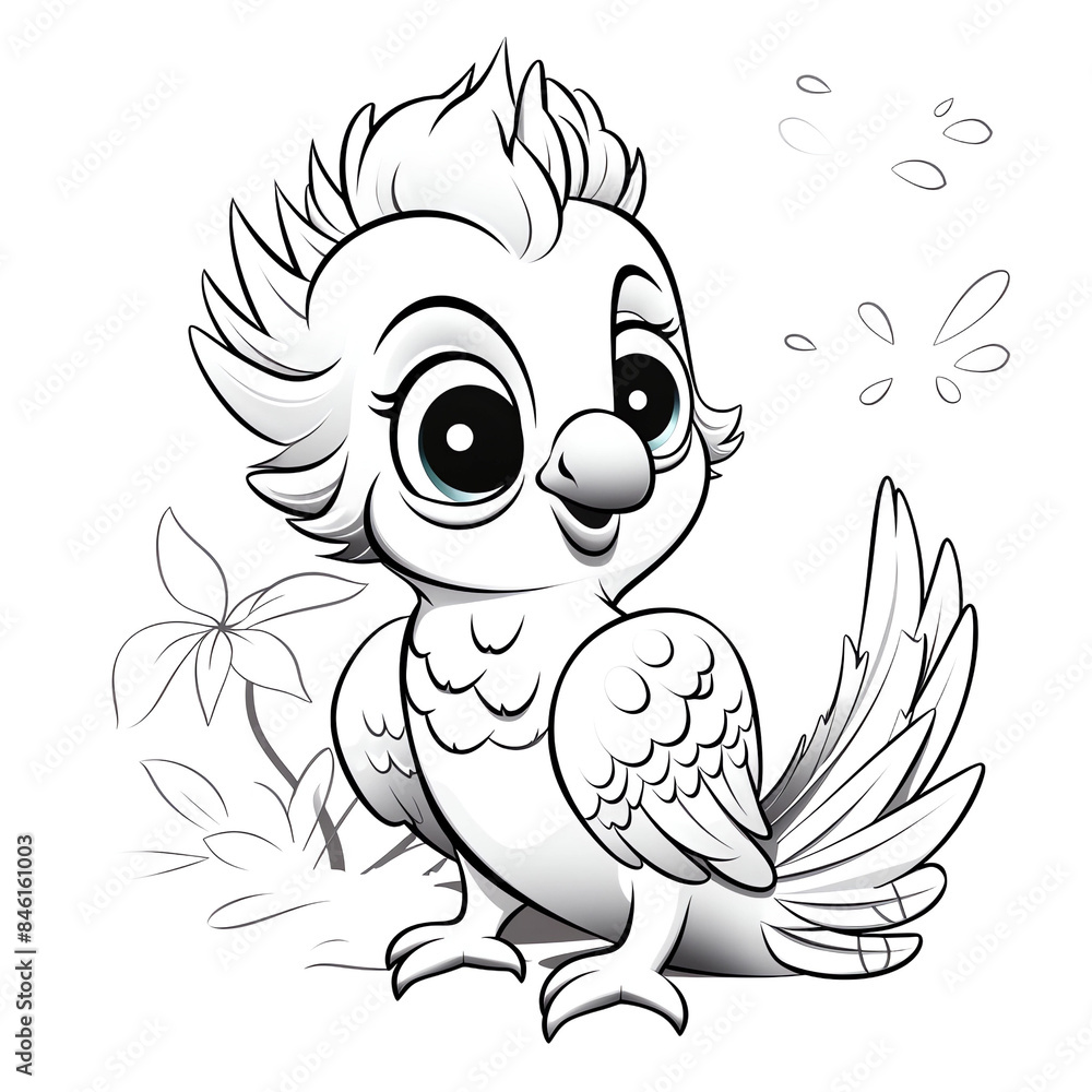 Ilustración de Stock Cute baby Quetzal with big cute eyes and small ...