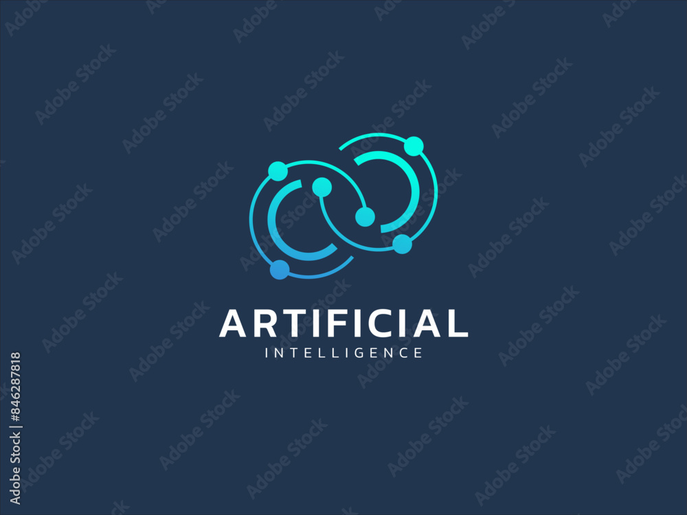 Artificial intelligence with twisted infinity double circle symbol ...