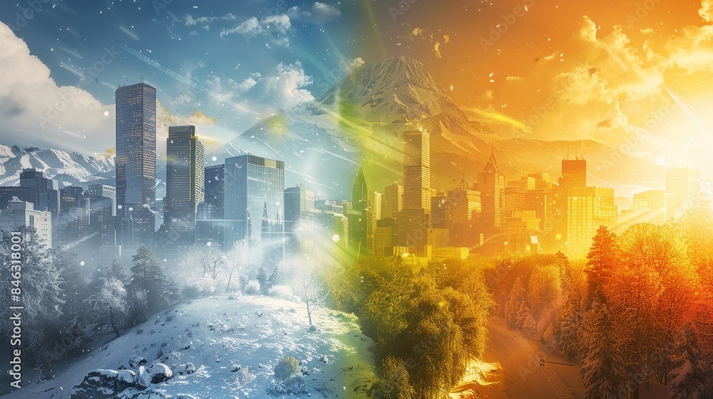 Changing climate over time, showcasing the differences between summer ...