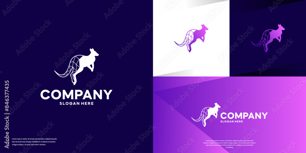 animal tech logo, with kangaroo jumping concept, digital services, logo ...
