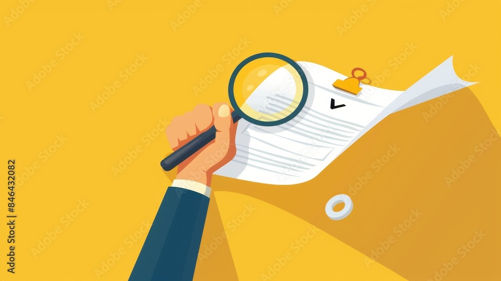 Inspection of Documents with Magnifying Glass, Generative AI Stock ...