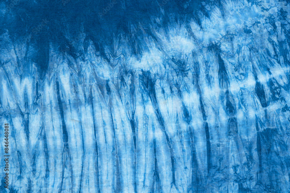 Pattern of blue tie batik dye on cotton cloth, Dyed indigo fabric ...