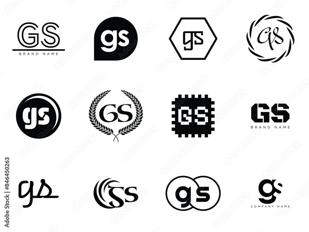 GS logo company template. Letter g and s logotype. Set different ...