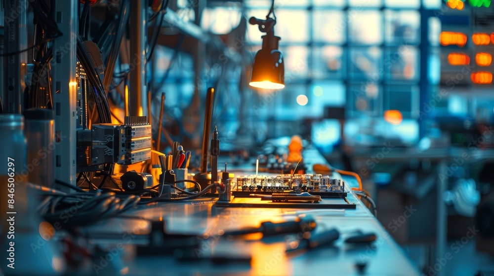 Electronic Prototyping and Design close up, focus on, copy space ...