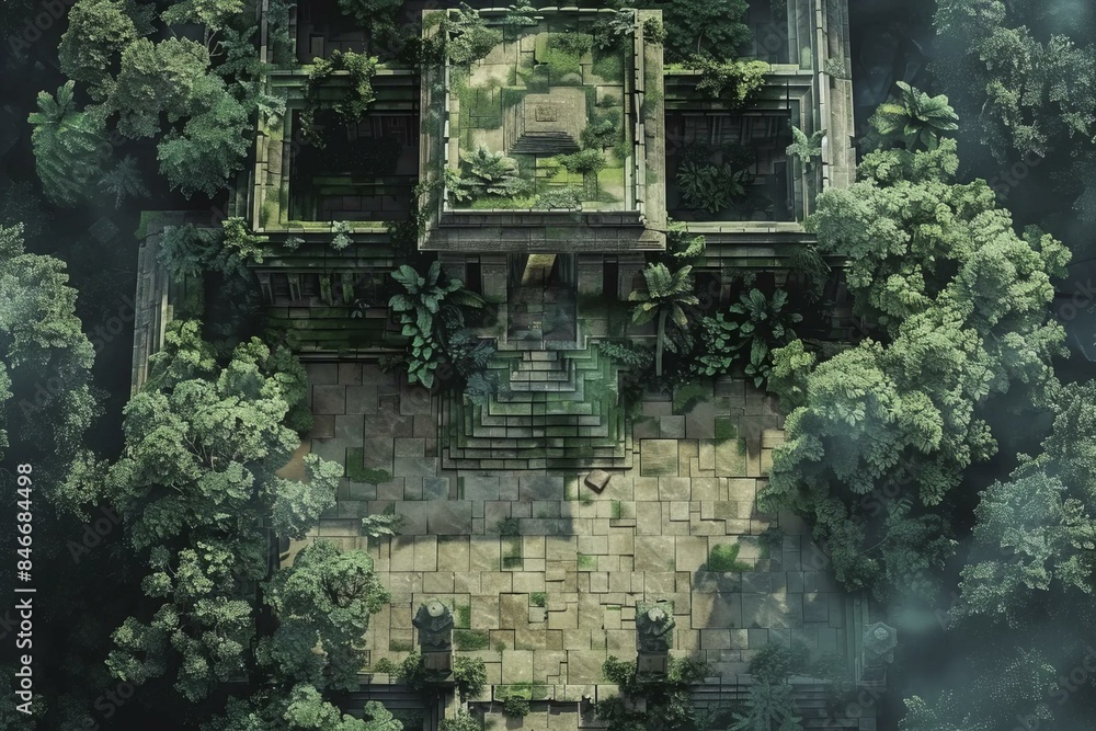 DnD Battlemap Abandoned Temple Battle Map. Stock Illustration | Adobe Stock