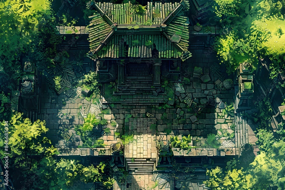 DnD Battlemap Abandoned Temple Battlemap - A detailed map of an ...