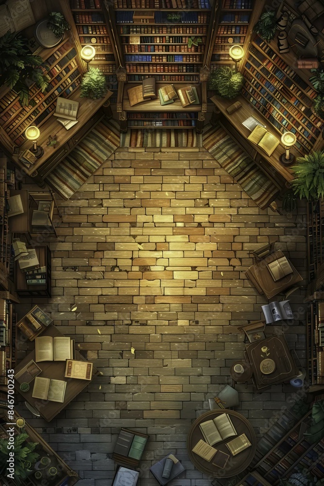 Ilustración de Stock DnD Battlemap Bookstore: A cozy bookstore filled ...