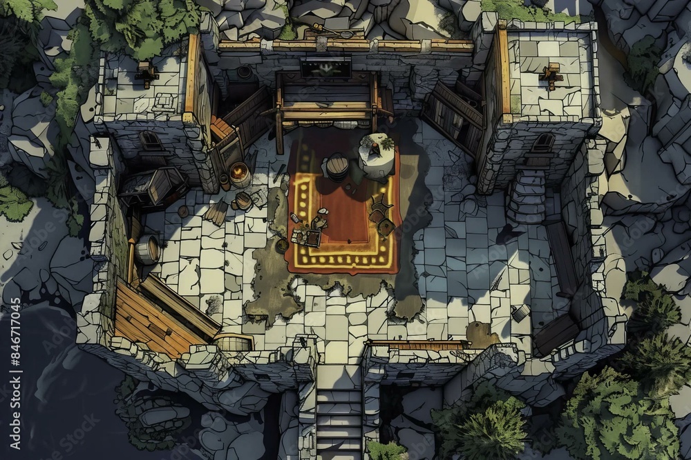 DnD Battlemap Dwarven Hall Battlemap Style Image - Detailed fantasy map ...