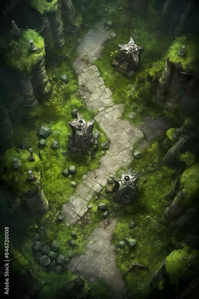 DnD Battlemap Forest Ruins: A beautiful, mysterious forest with ruins ...