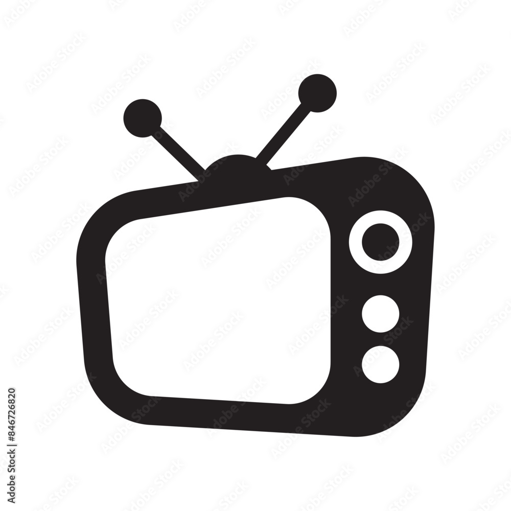 Tv Icon in flat style isolated on white background. Television symbol ...