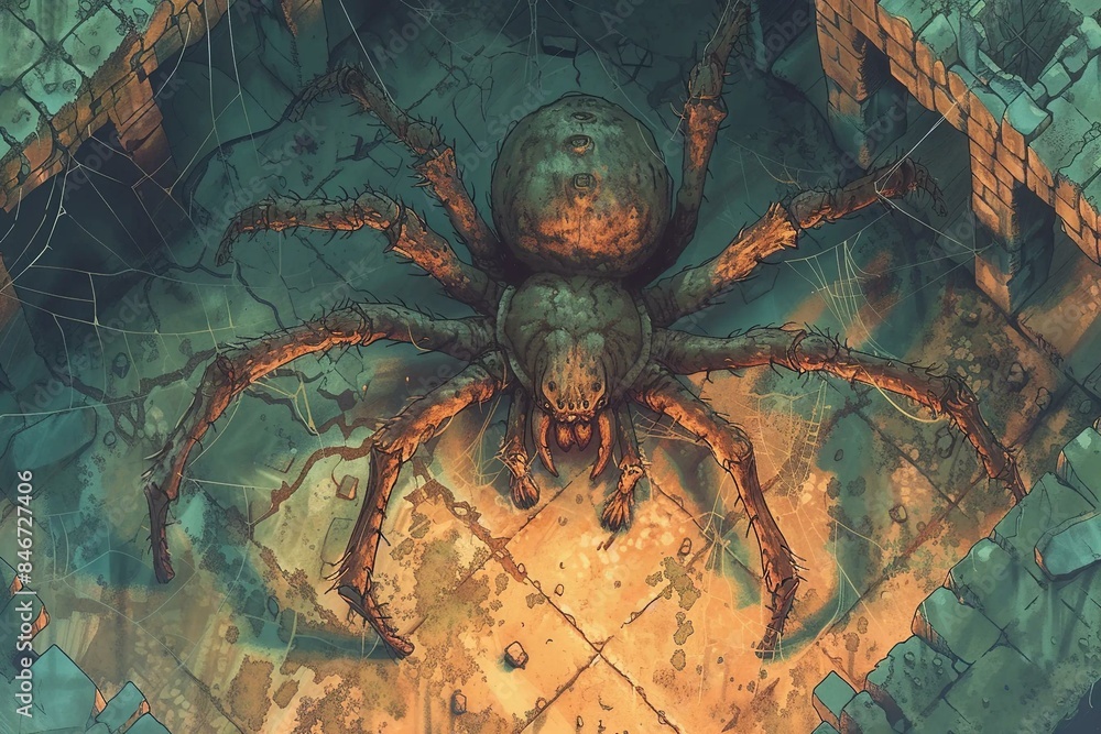 DnD Battlemap Giant Spider Lair: A creepy and dark setting. Stock ...