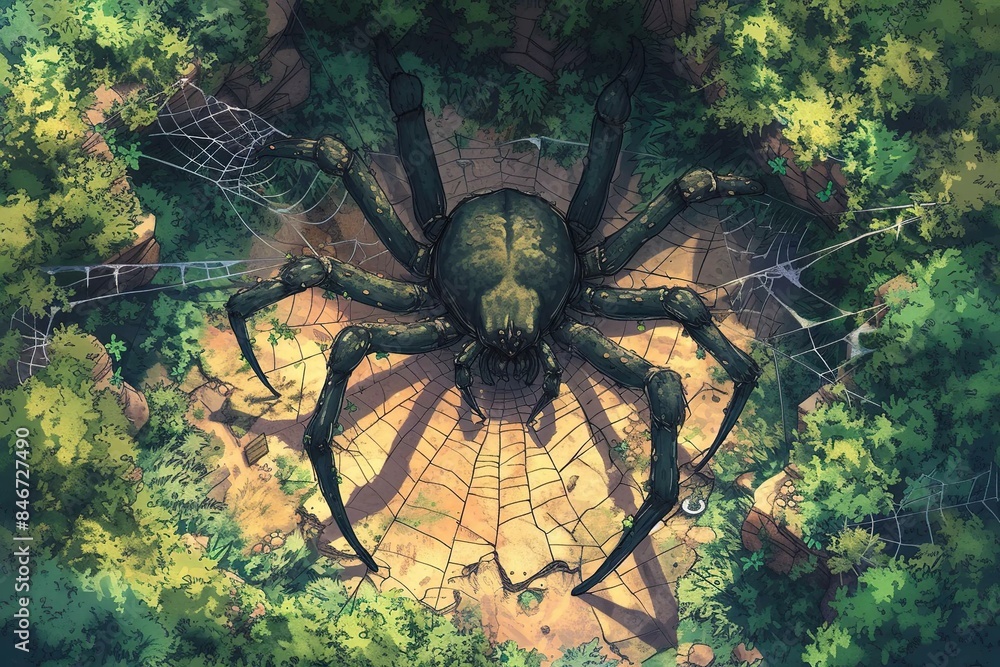 DnD Battlemap Giant Spider Lair in Forest. Stock Illustration | Adobe Stock