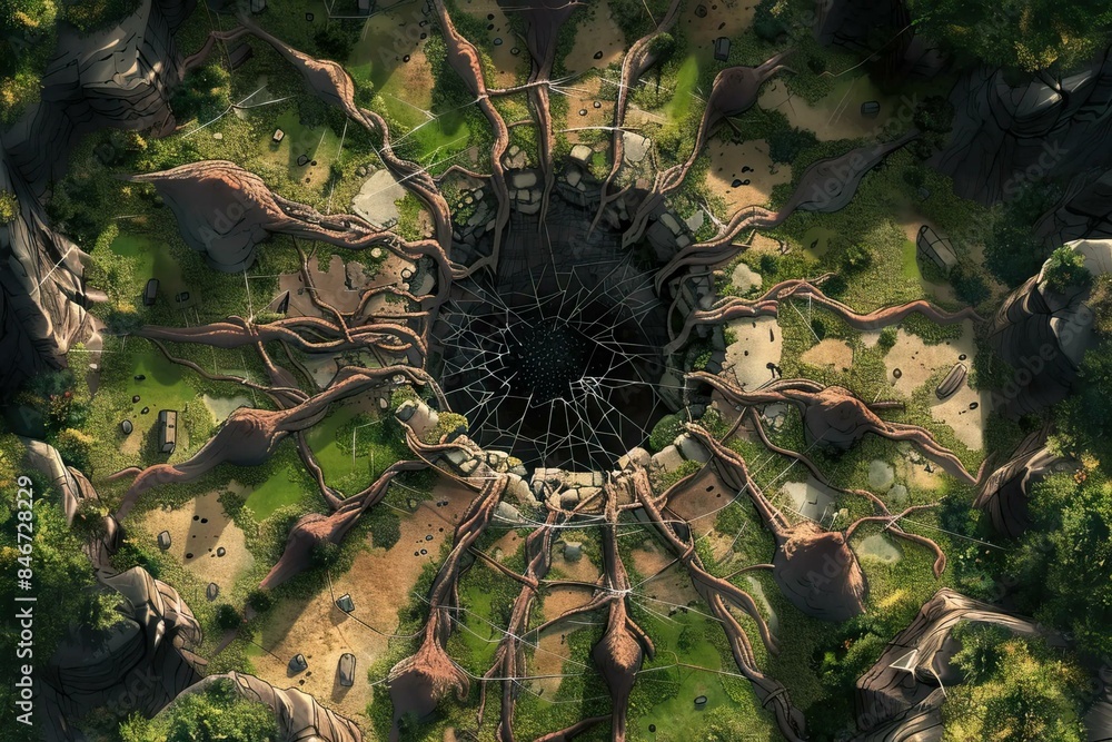 DnD Battlemap Giant Spider Nest Battlemap - Intricate Web Layout. Stock Illustration | Adobe Stock