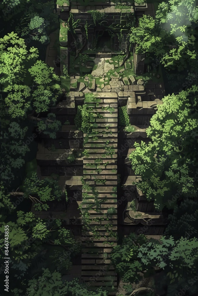 Illustration Stock DnD Battlemap Jungle Pyramid Stone Steps. Image ...